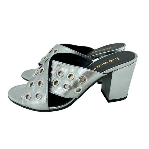 LEMARÉ | Shoes | New Lemar Womens Metallic Cross Grommet Block Heel ...